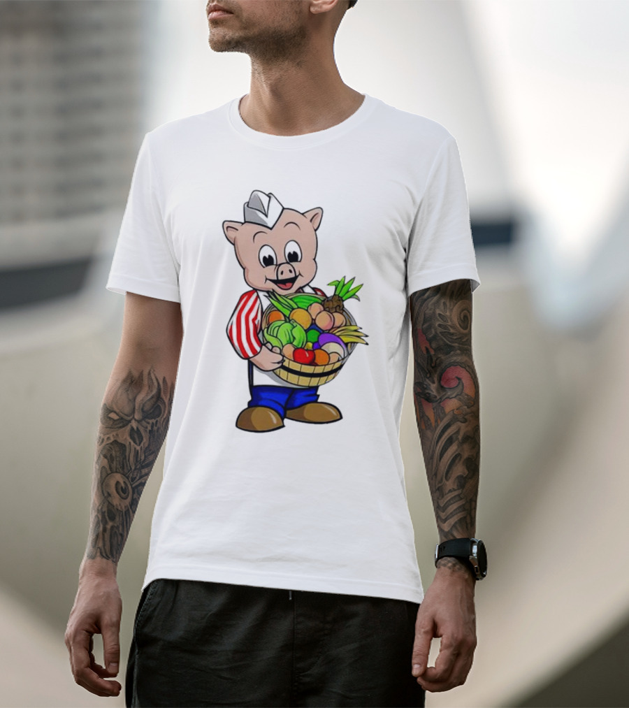 Piggly Wiggly Palmetto Pig With Basket Of Fresh Vegetables T-Shirt