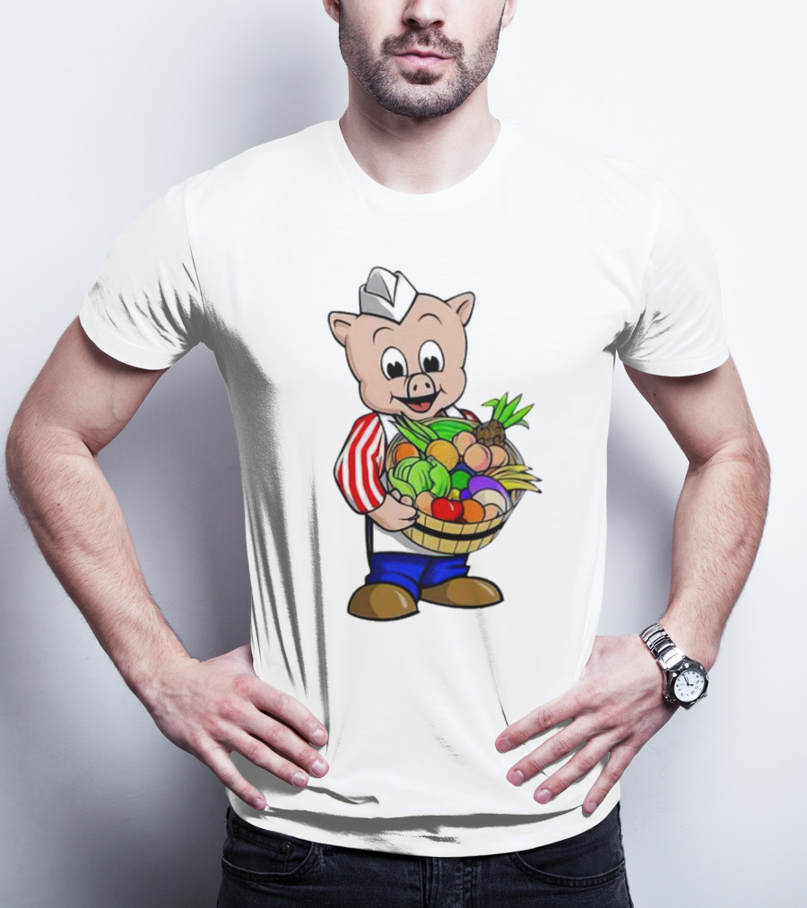 Piggly Wiggly Palmetto Pig With Basket Of Fresh Vegetables T-Shirt