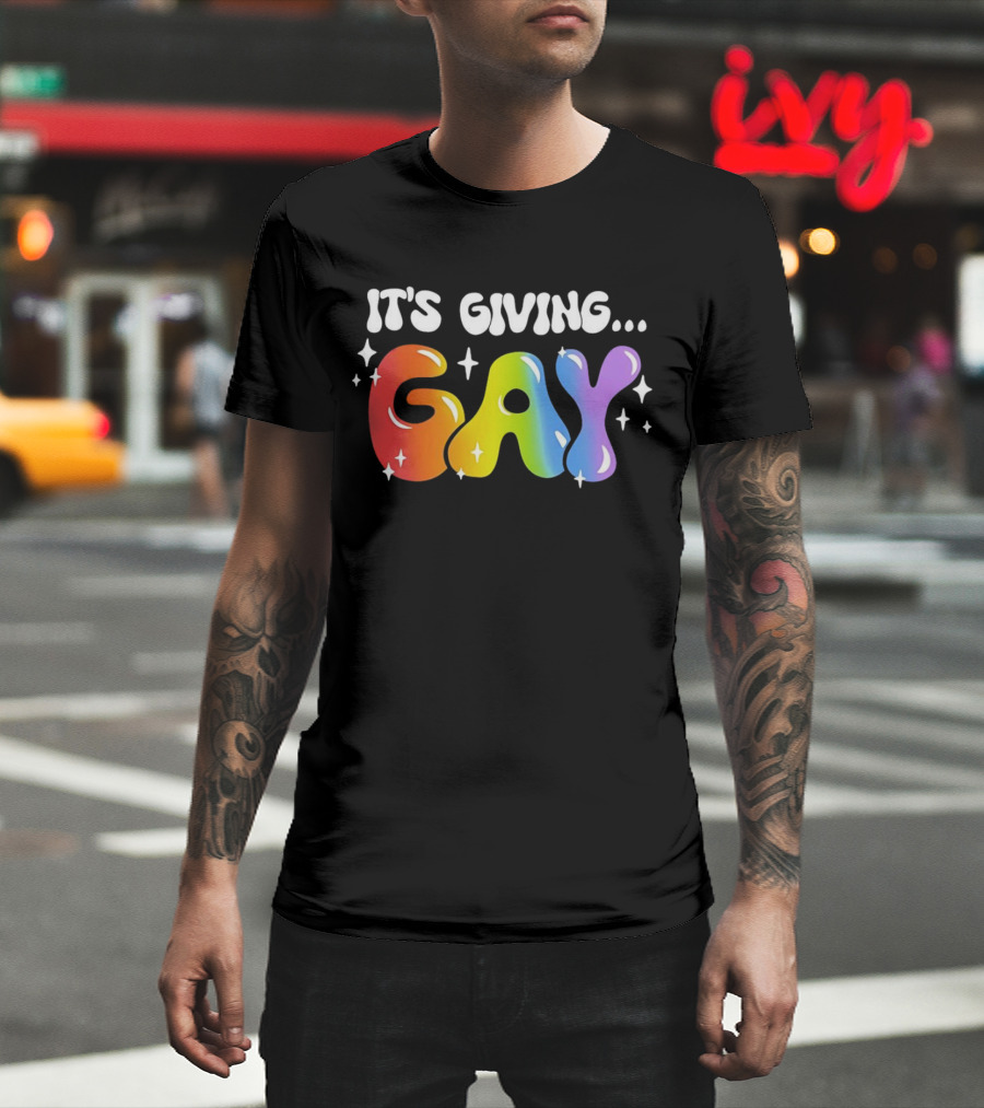 It's Giving Gay Pride Rainbow Sparkles T-Shirt