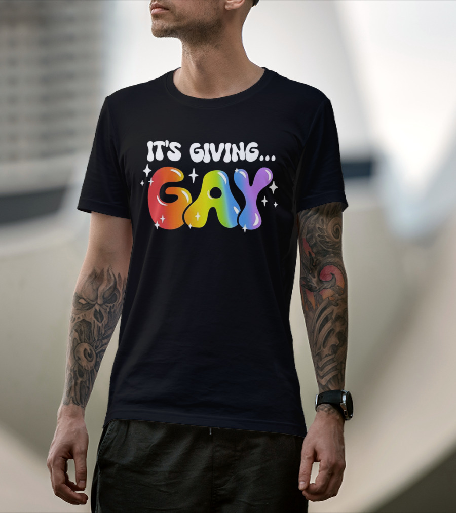 It's Giving Gay Pride Rainbow Sparkles T-Shirt