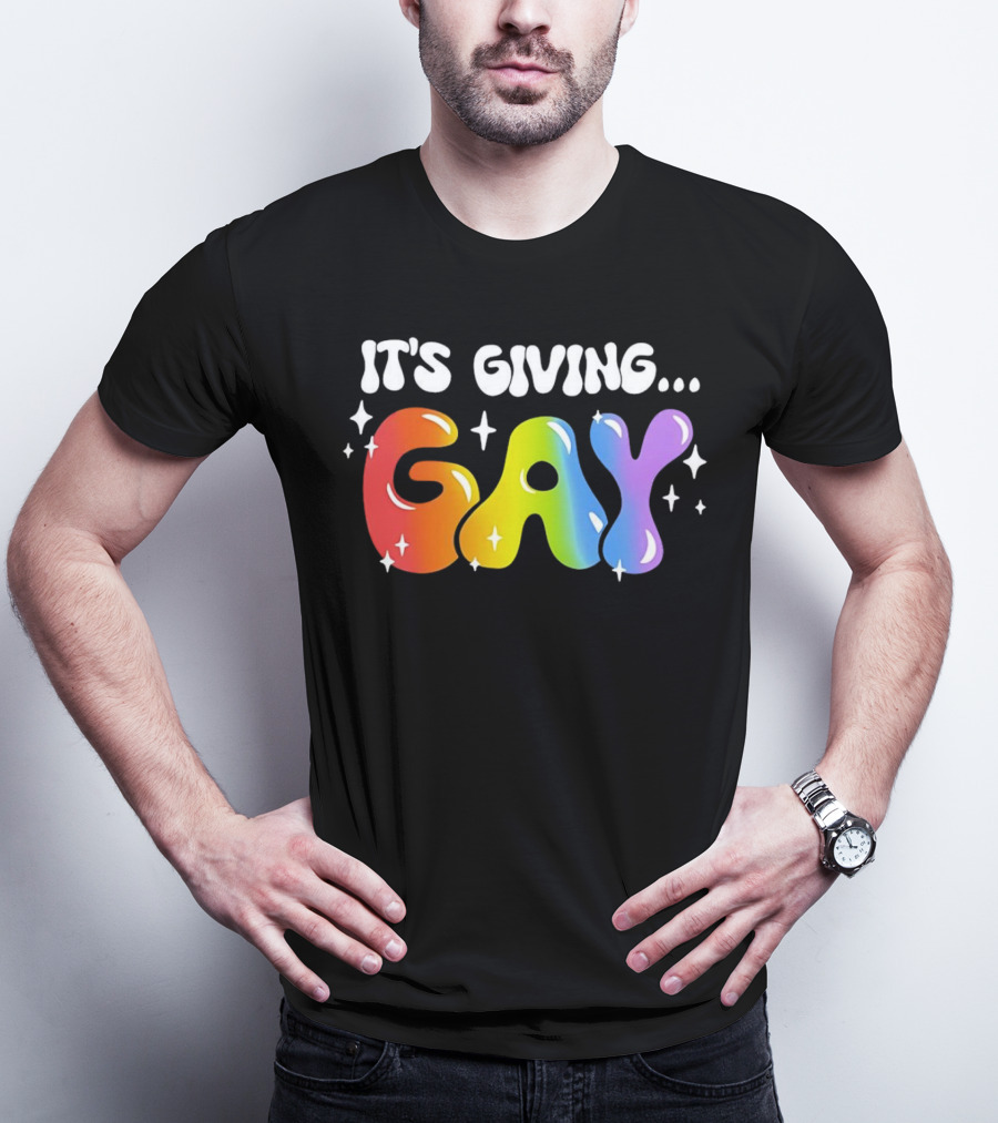 It's Giving Gay Pride Rainbow Sparkles T-Shirt