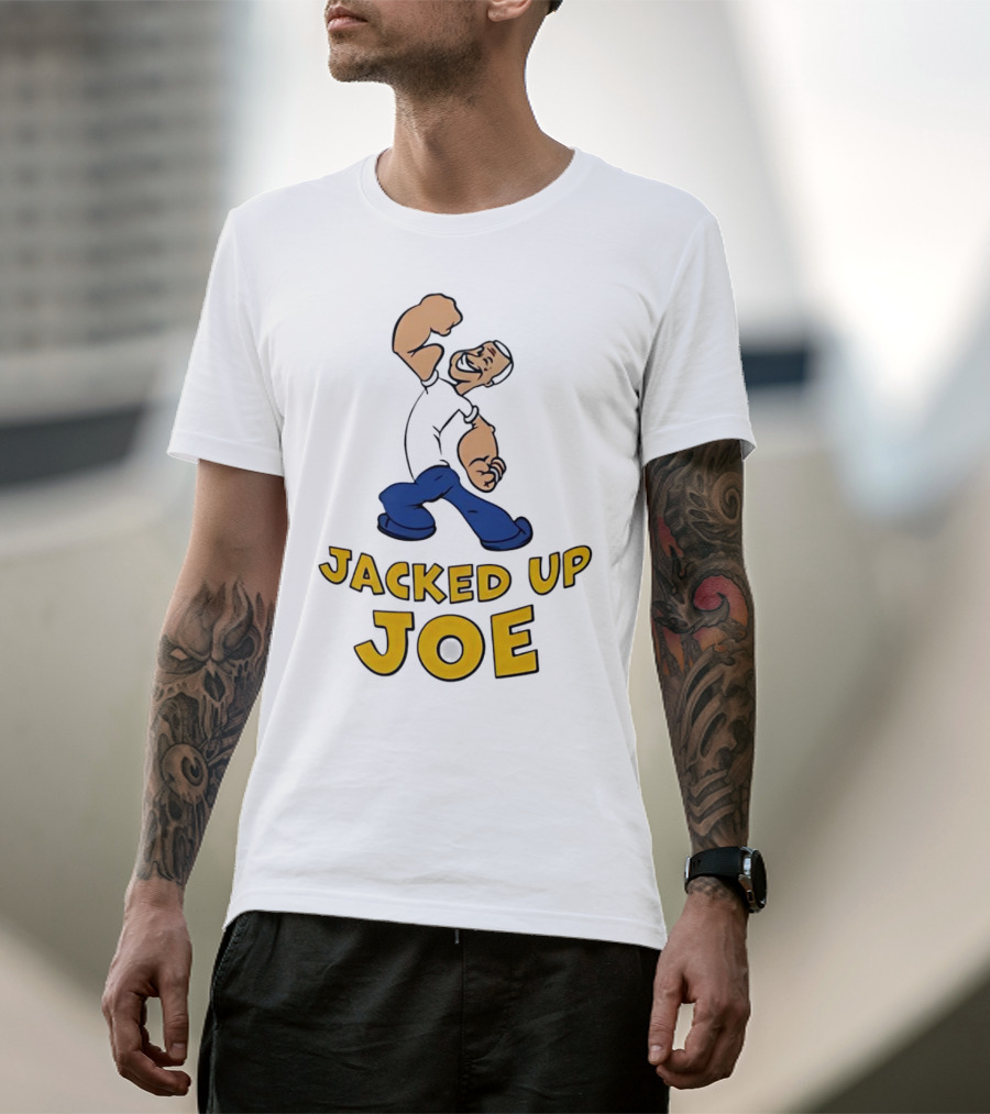 Jacked Up Joe Cartoon Flexing Character T-Shirt