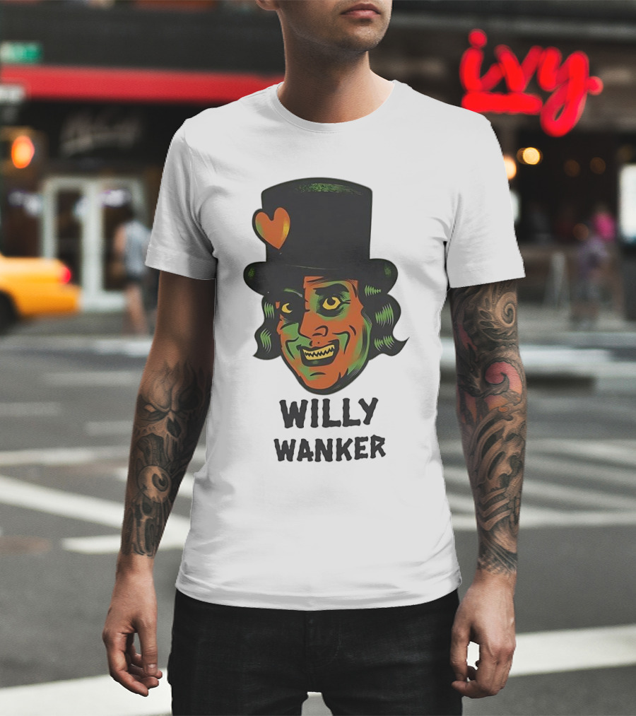 Willy Wanker Orange Heart Character T-Shirt