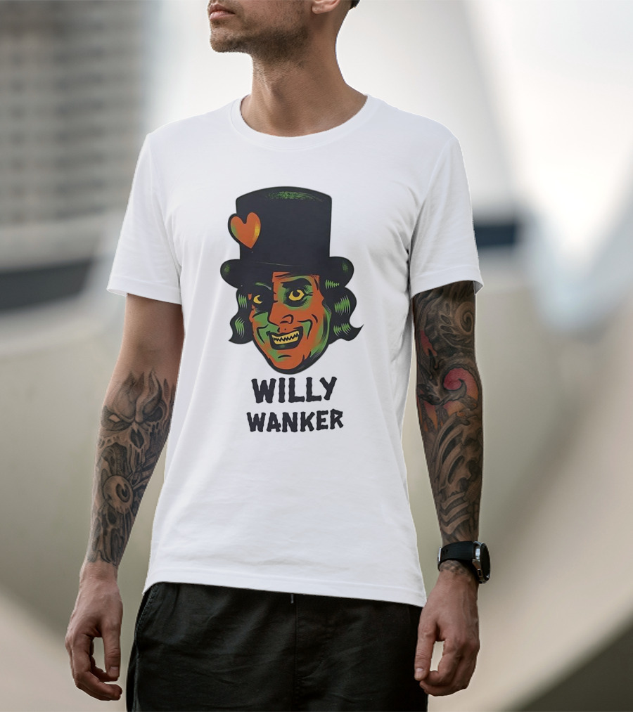 Willy Wanker Orange Heart Character T-Shirt