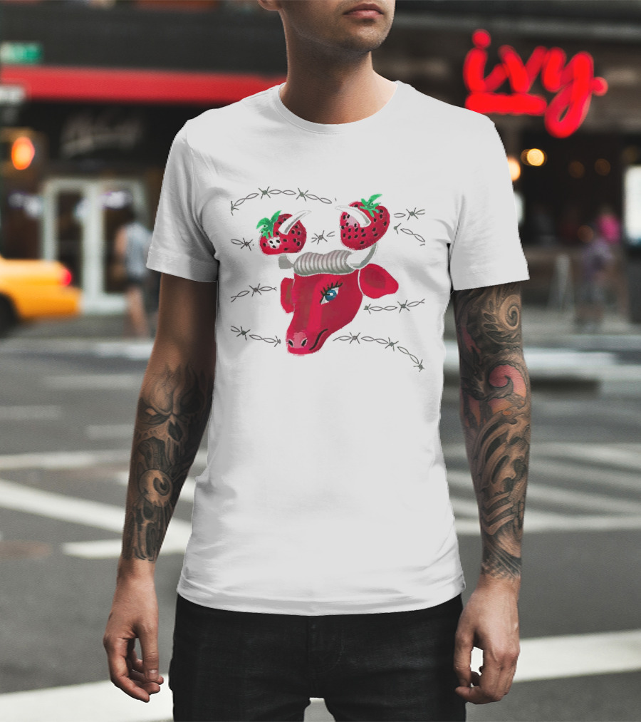 Strawberry Bull Barbed Horns T-Shirt