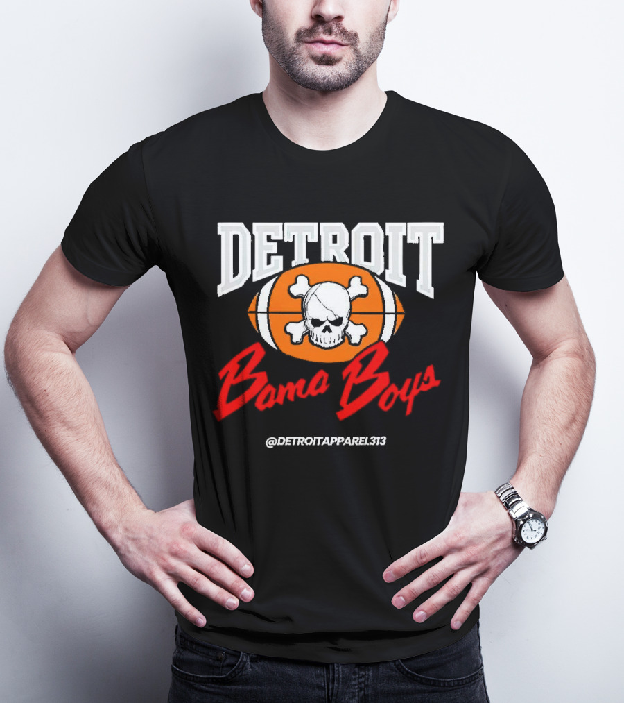 Detroit Bama Boys Skull Football @DetroitApparel313 T-Shirt