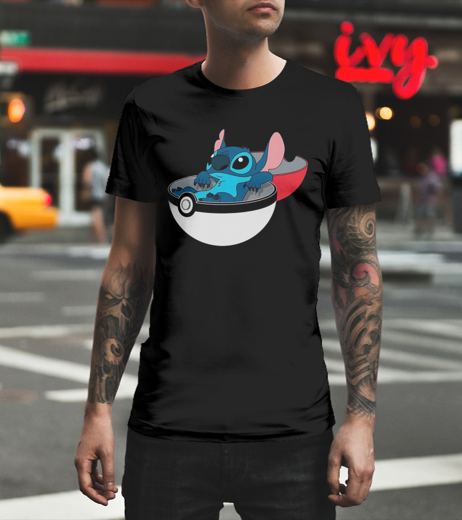 The Stitch Relaxing In Poké Ball Fusion Concept T-Shirt
