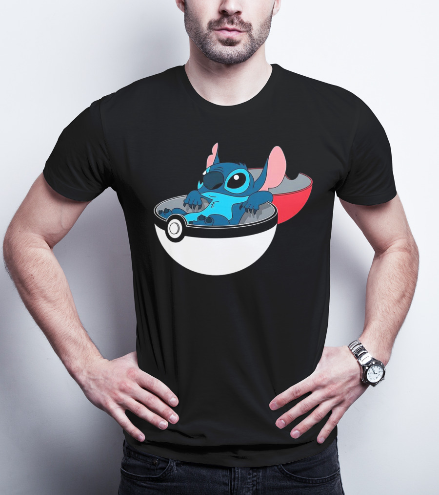 The Stitch Relaxing In Poké Ball Fusion Concept T-Shirt