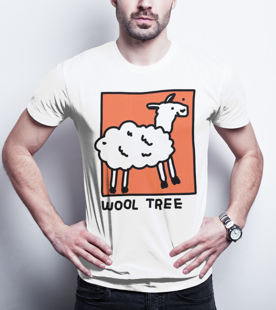 Wool Tree Black Sheep Illustration On Orange Background T-Shirt
