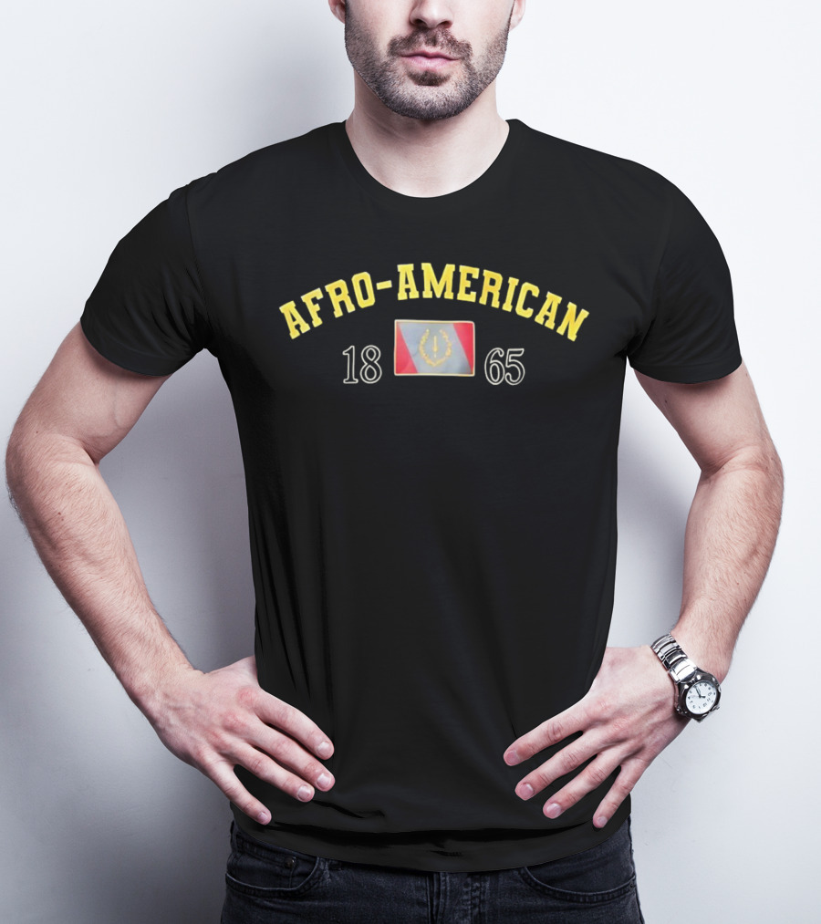 Afro American Heritage 1865 Emblem With Vintage Flag T-Shirt
