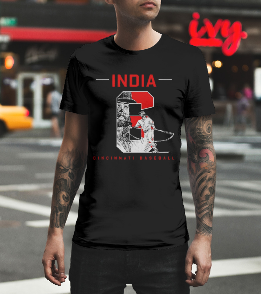 India Cincinnati Baseball Player T-Shirt