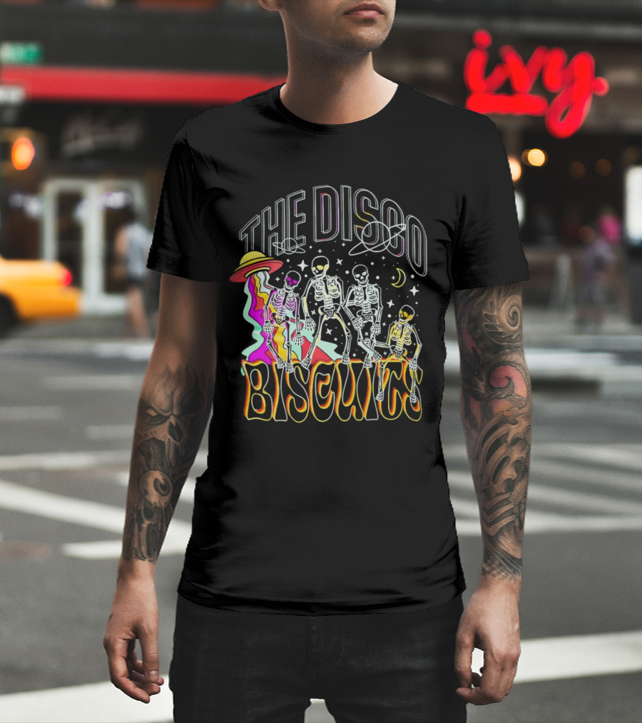 The Disco Biscuits Skeletons Dancing With UFO And Stars T-Shirt