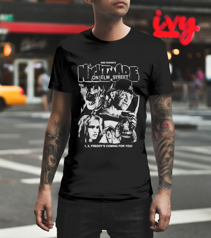Wes Craven's A Nightmare On Elm Street 1, 2, Freddy's Coming For You T-Shirt