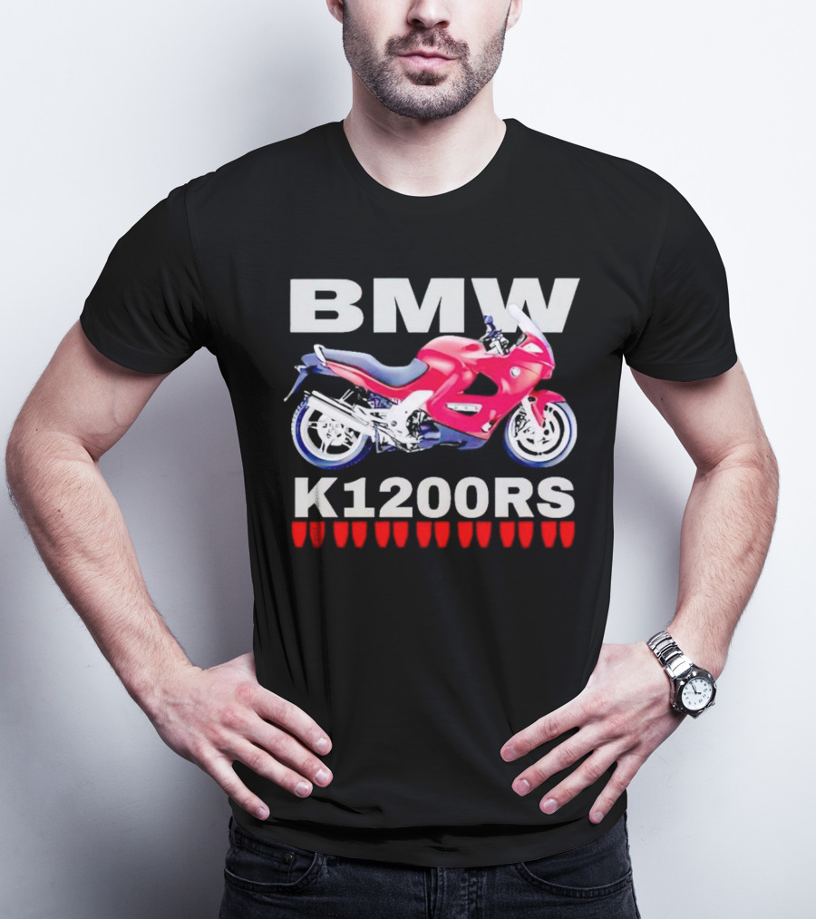 BMW K1200Rs Motorcycle Illustration With Red Iconic T-Shirt