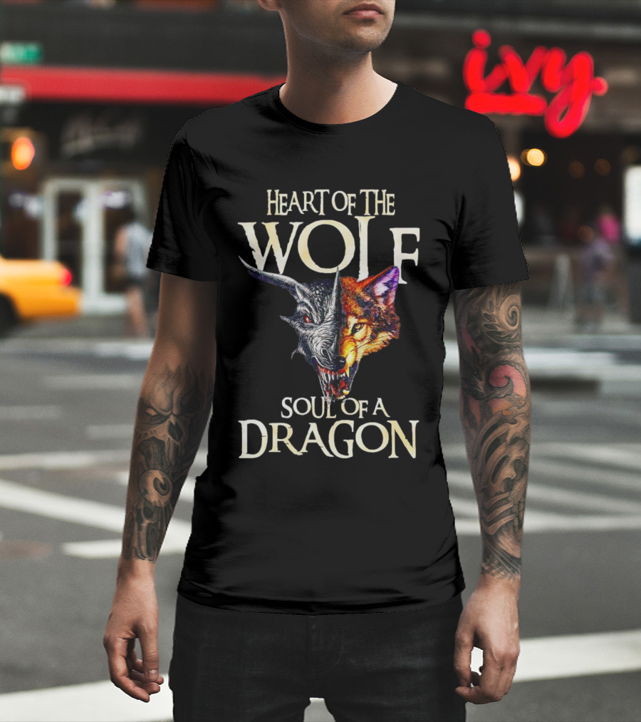 Heart Of The Wolf Soul Of A Dragon Wolf-Dragon Hybrid Duality T-Shirt