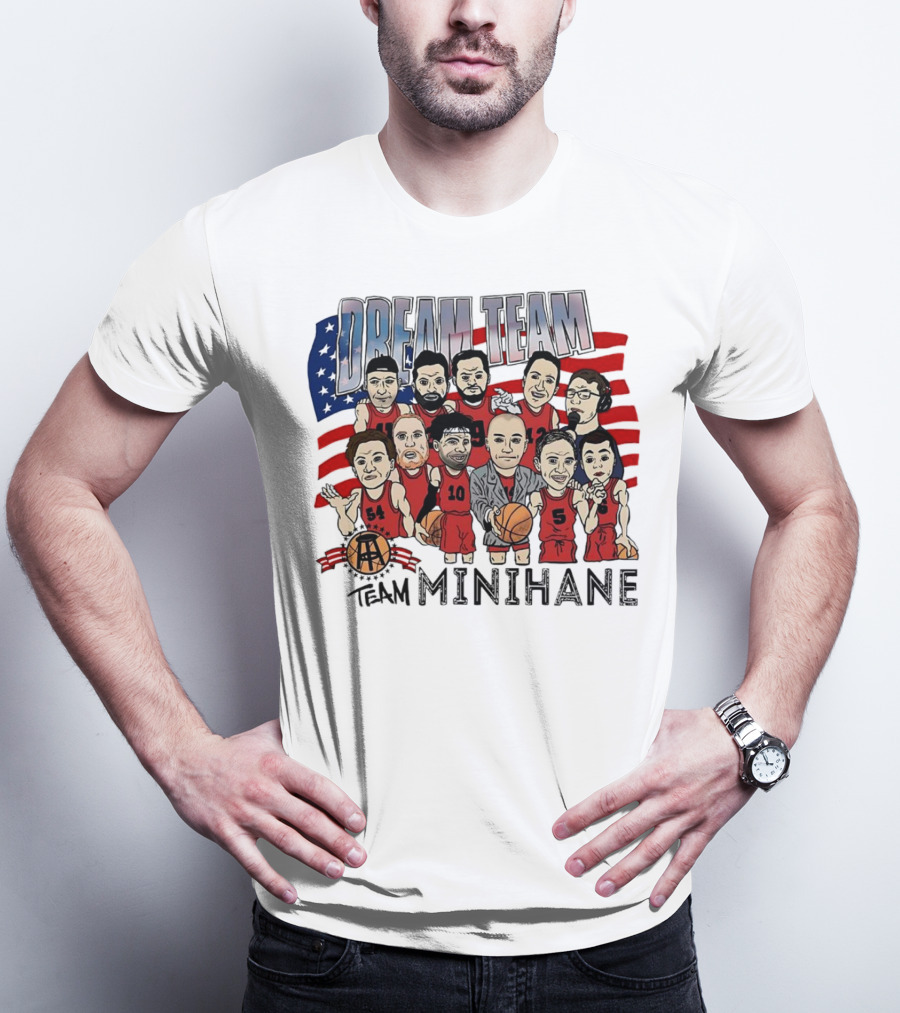 Dream Team Minihane Basketball USA Flag Characters T-Shirt