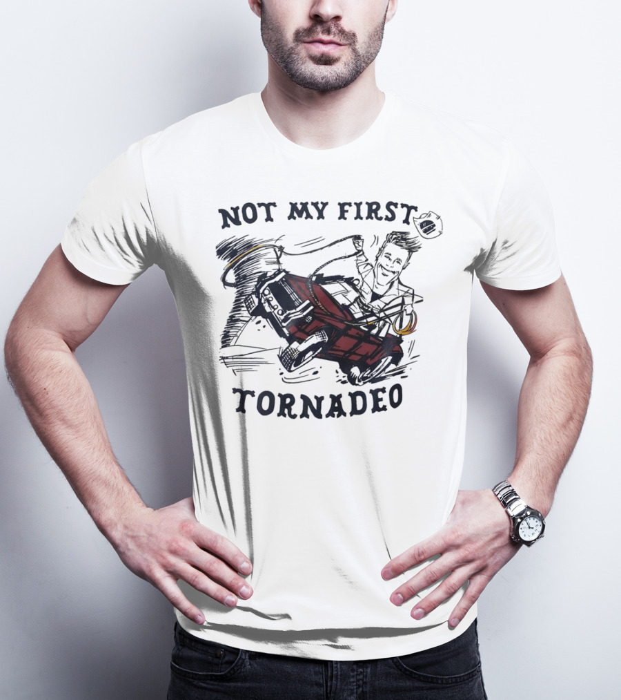 Not My First Tornadeo Glen Powell Riding Red Car In Tornado Sketch T-Shirt