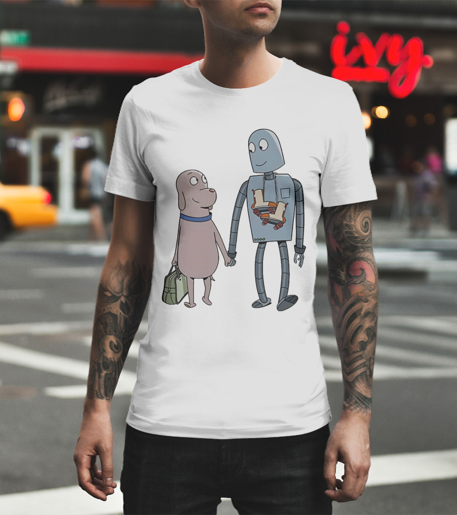 Companionship Adventure: Robot And Dog Journey T-Shirt