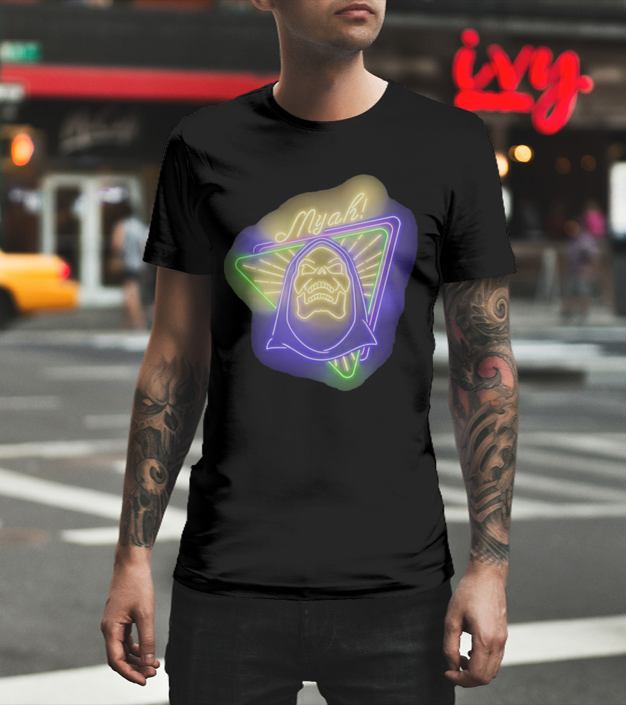 Skeletor Neon Myah Retro 80s Glowing Triangle T-Shirt
