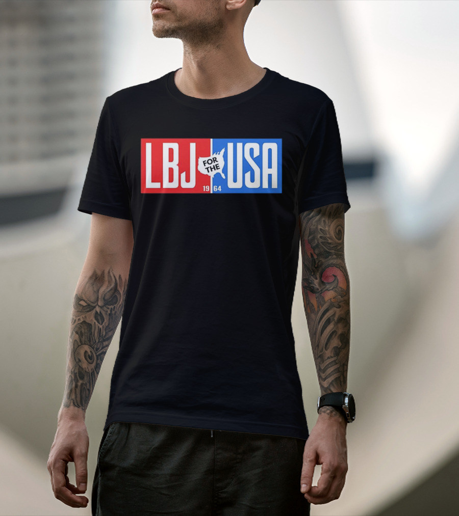 LBJ For The USA 1964 Vintage Political Campaign Red White Blue USA Map T-Shirt