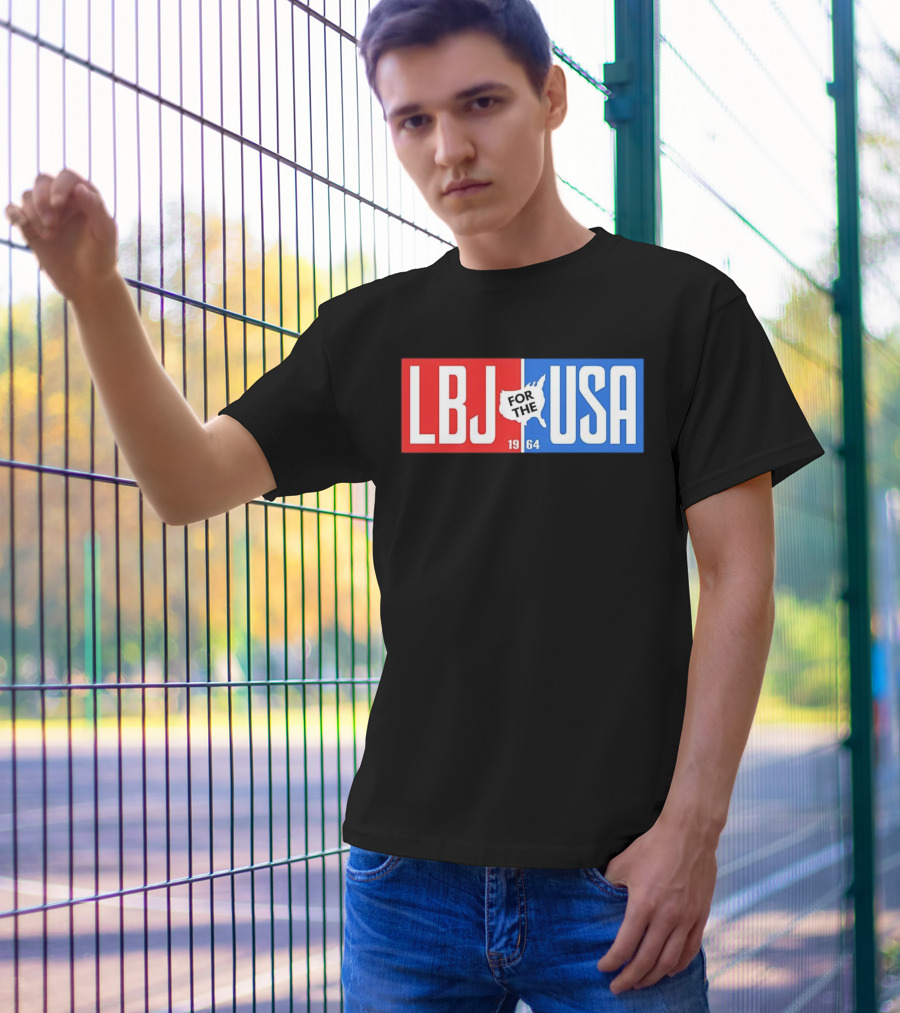LBJ For The USA 1964 Vintage Political Campaign Red White Blue USA Map T-Shirt