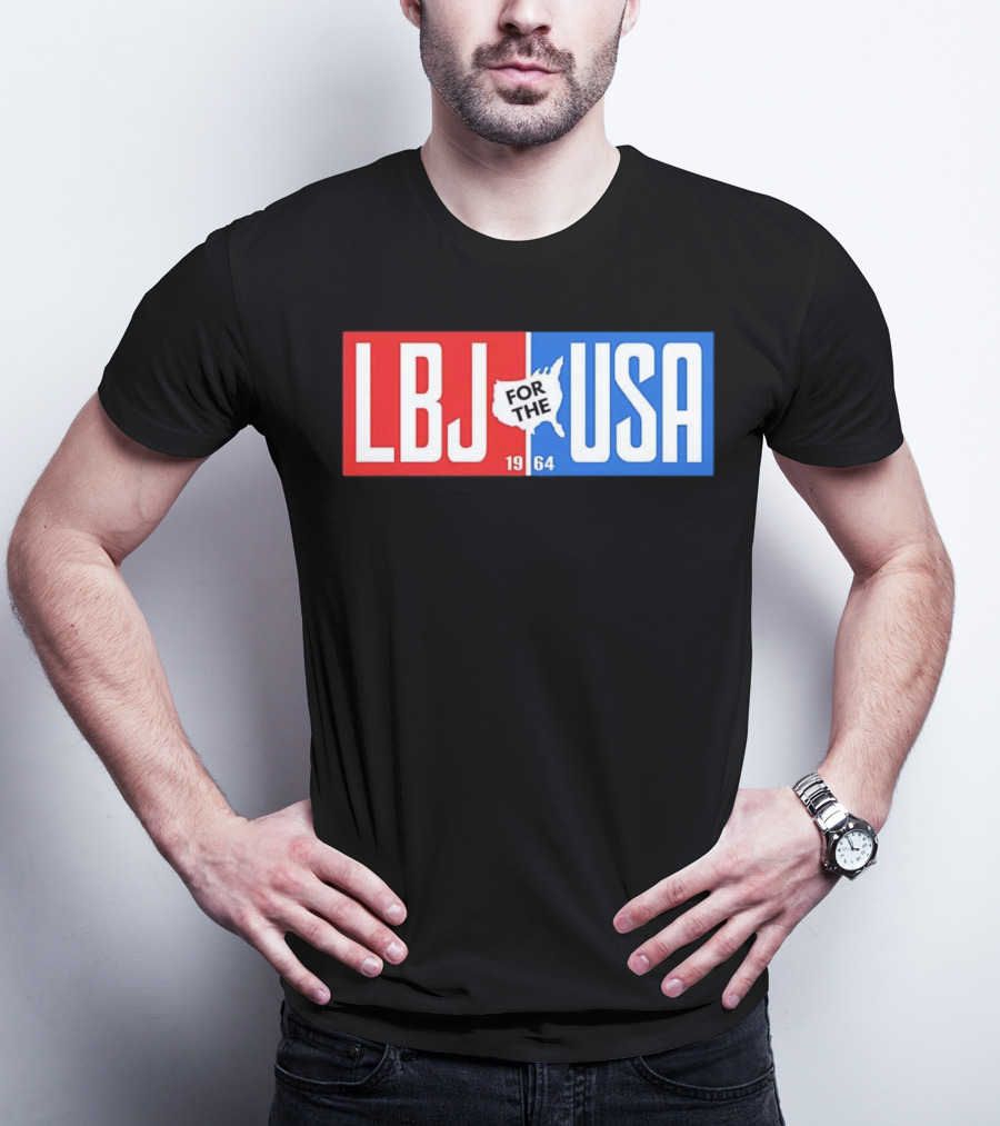 LBJ For The USA 1964 Vintage Political Campaign Red White Blue USA Map T-Shirt
