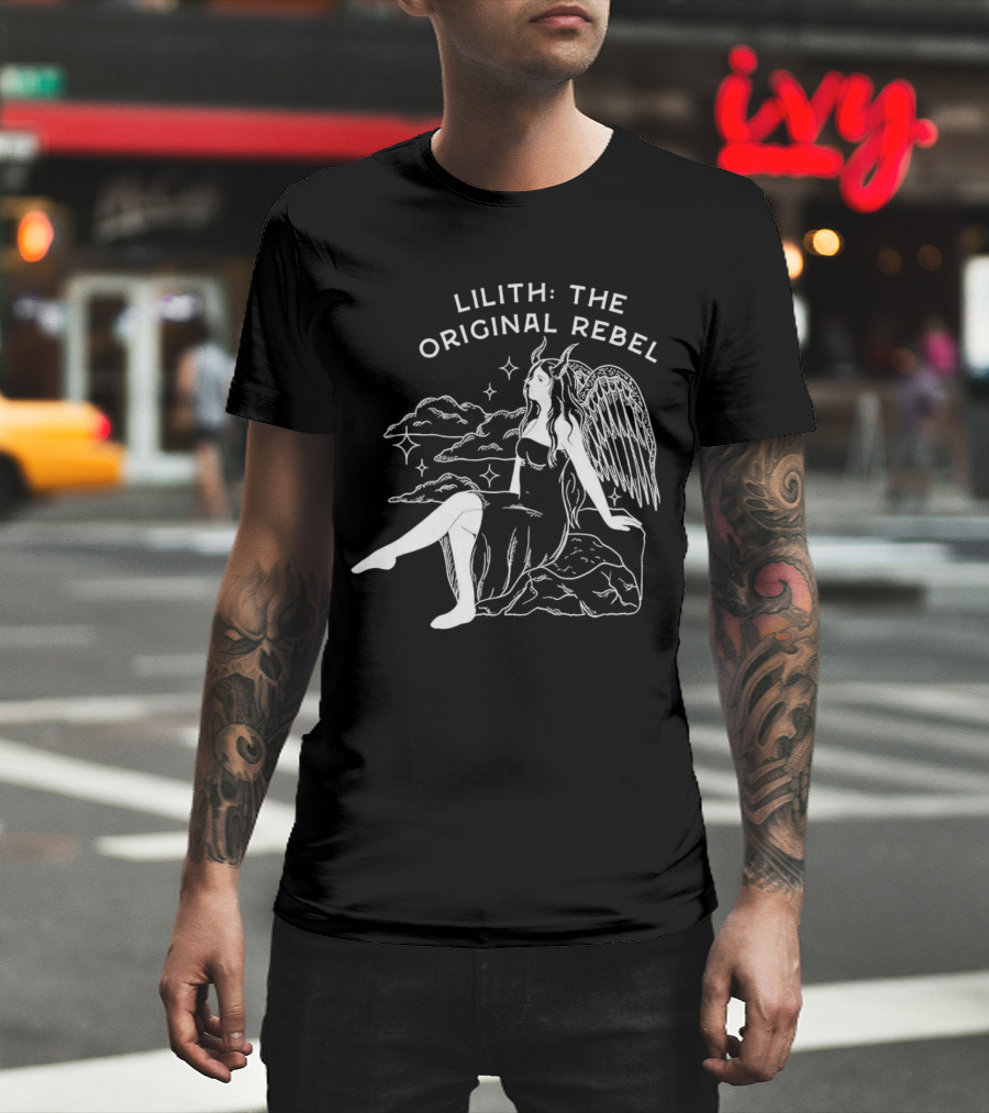 Lilith The Original Rebel Angelic Female Figure With Wings And Horns T-Shirt