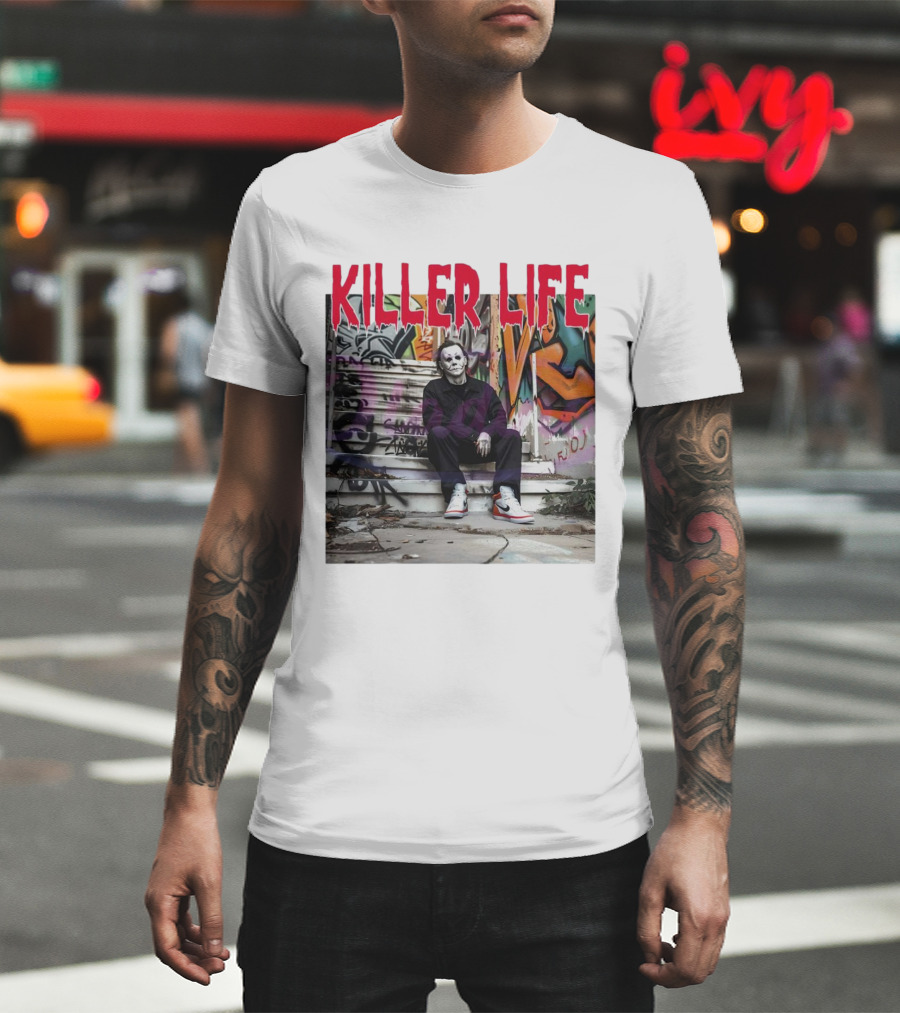 Michael Myers Killer Life Halloween Graffiti Steps T-Shirt