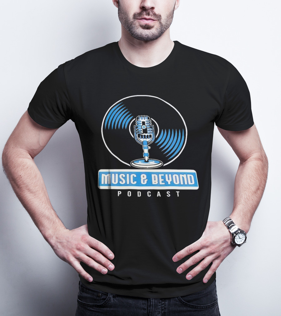 Music And Beyond Podcast Vinyl Microphone T-Shirt