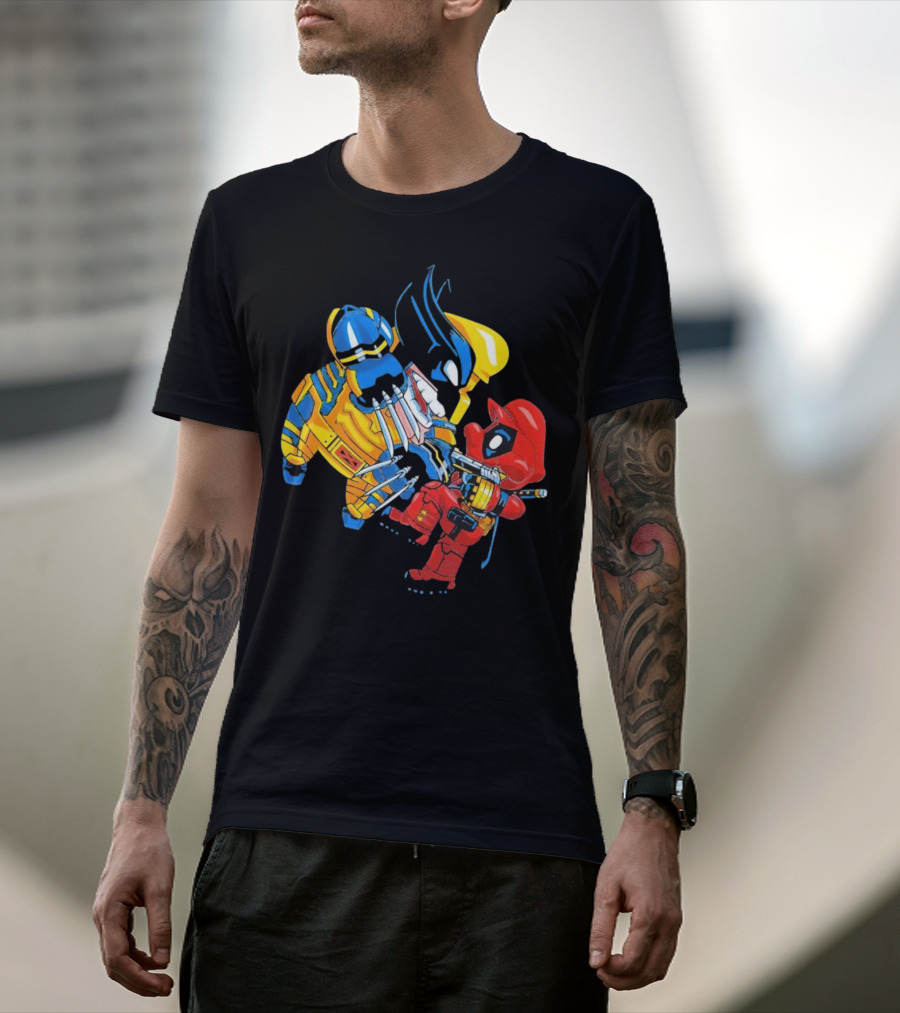 Wario And Mario As Wolverine And Deadpool Face-Off In Colorful Crossover T-Shirt