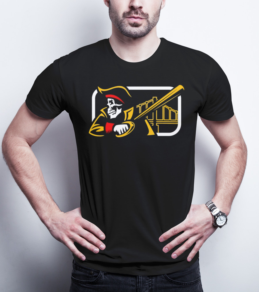 Pirates Of The Allegheny Skeleton With Bridge And Baseball Bat T-Shirt