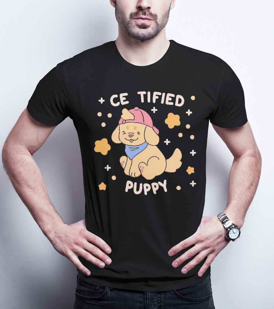 Certified Cute Puppy With Hat And Bandana T-Shirt