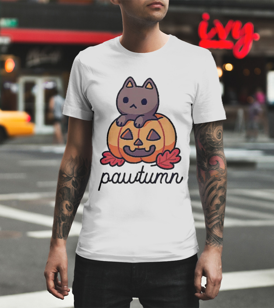 Halloween Cat Pawtumn Pumpkin T-Shirt