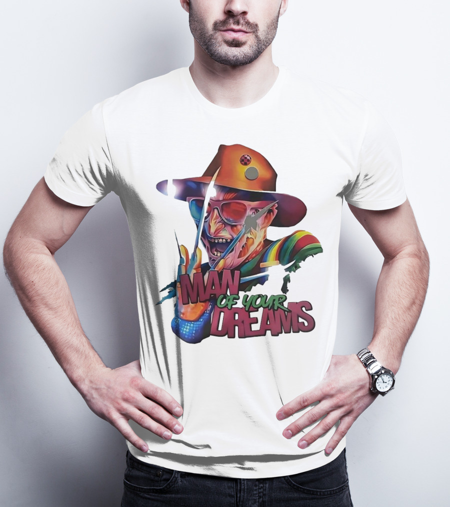 Freddy Krueger Rainbow Hat Sunglasses Claw Man Of Your Dreams T-Shirt