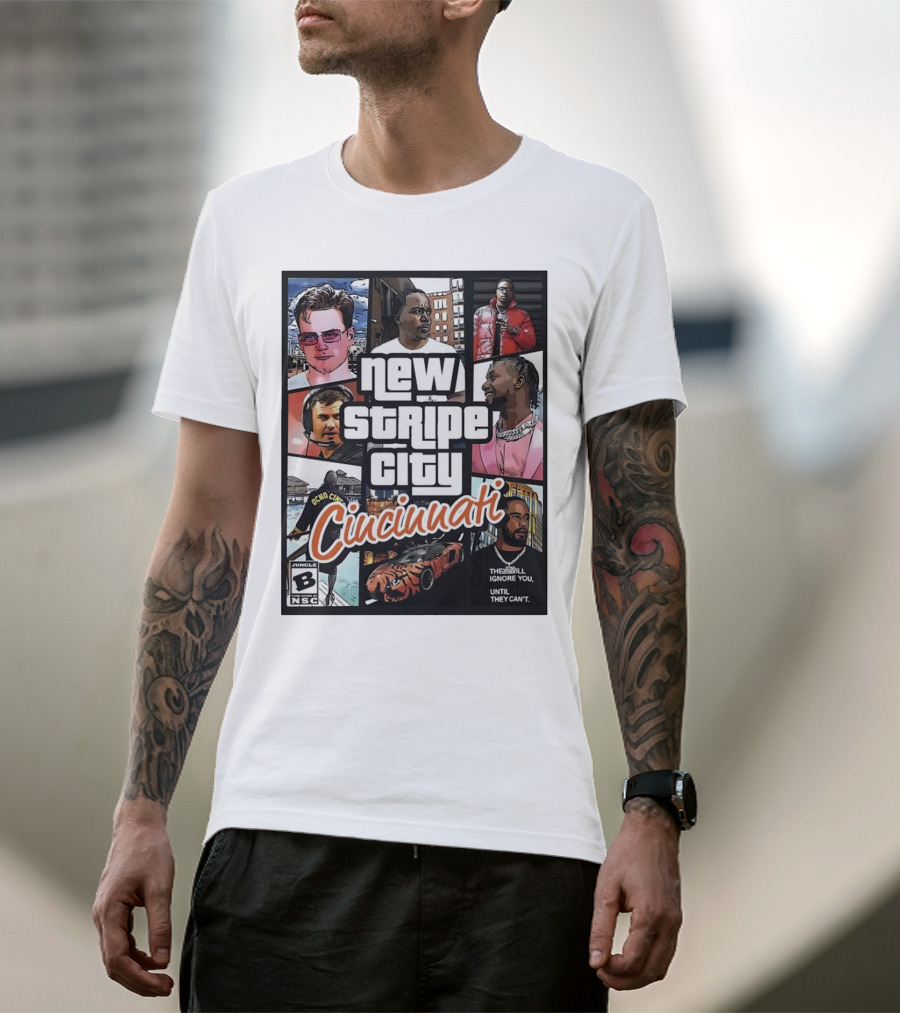 New Stripe City Cincinnati Icons Comic Style NFL T-Shirt