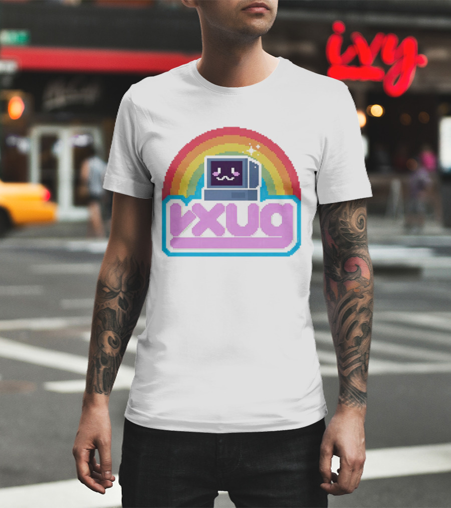 Rainbow Vxug Pixel Art Retro Computer T-Shirt
