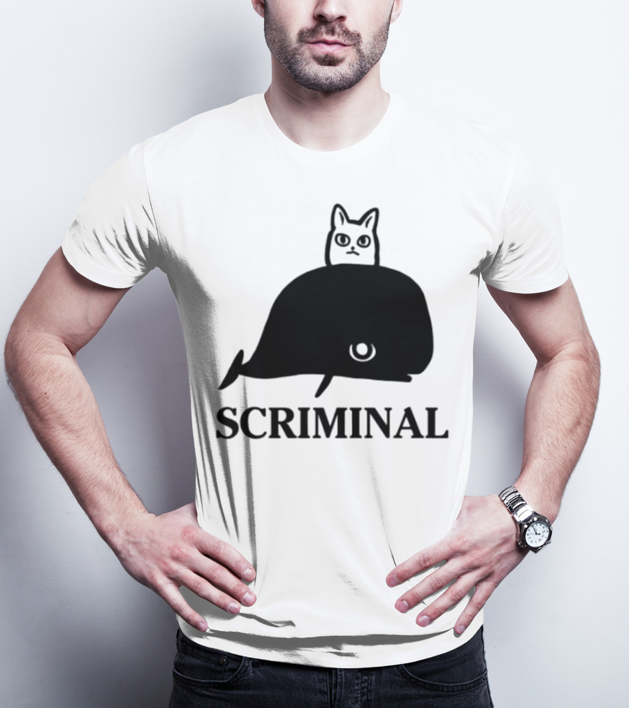 Scriminal Cat On Whale T-Shirt