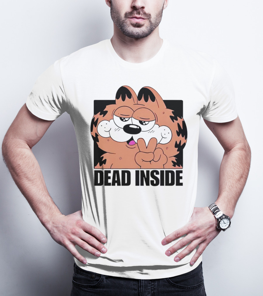 Garfield Dead Inside Peace Sign Iconic Meme T-Shirt