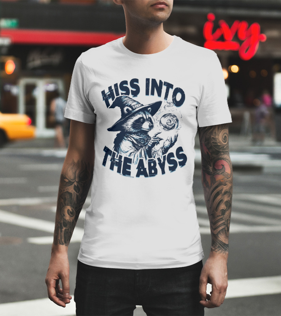Hiss Into The Abyss Raccoon Witch With Magic Orb T-Shirt