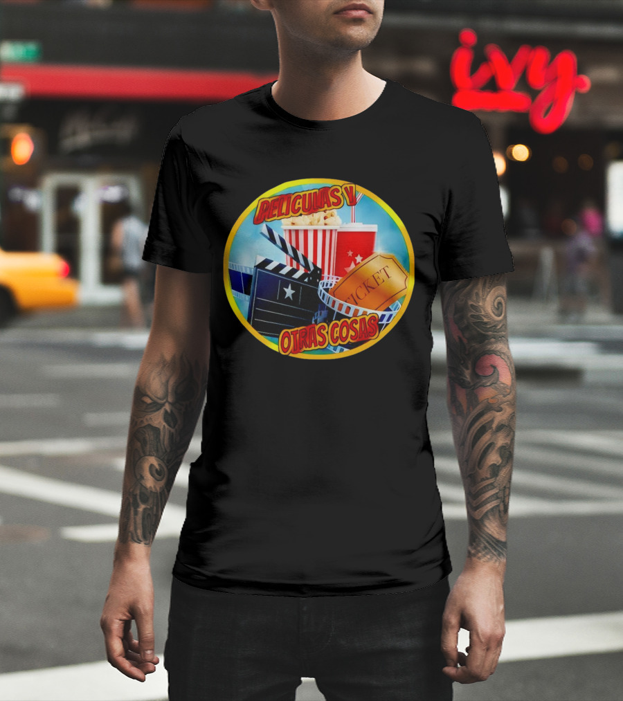 Peliculas Y Otras Cosas Con Claqueta, Palomitas, Ticket, Refresco Y Cine T-Shirt