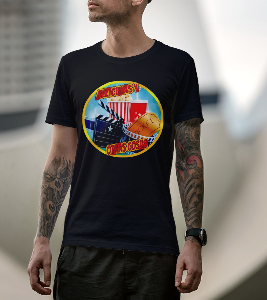 Peliculas Y Otras Cosas Con Claqueta, Palomitas, Ticket, Refresco Y Cine T-Shirt