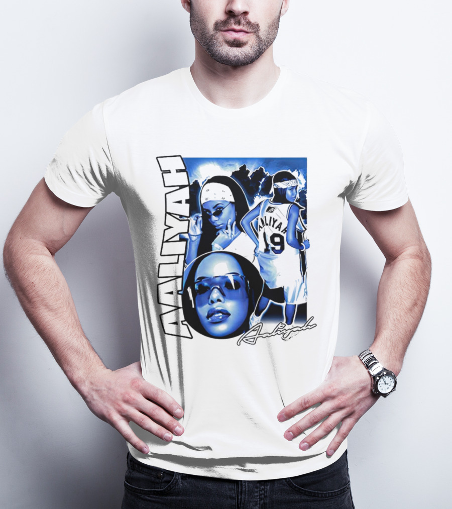Aaliyah Vintage Rap Aaliyah 90s Style University Blue Jordan T-Shirt