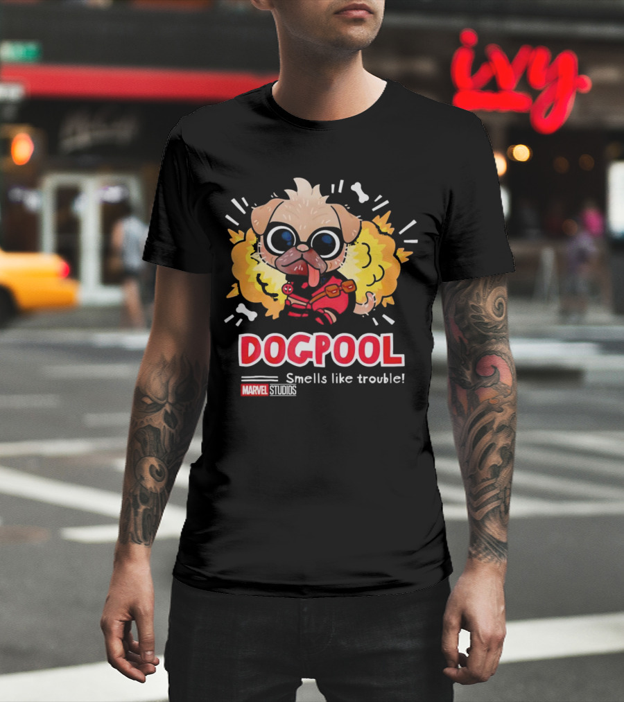 Deadpool Marvel Studios Dogpool Smells Like Trouble T-Shirt