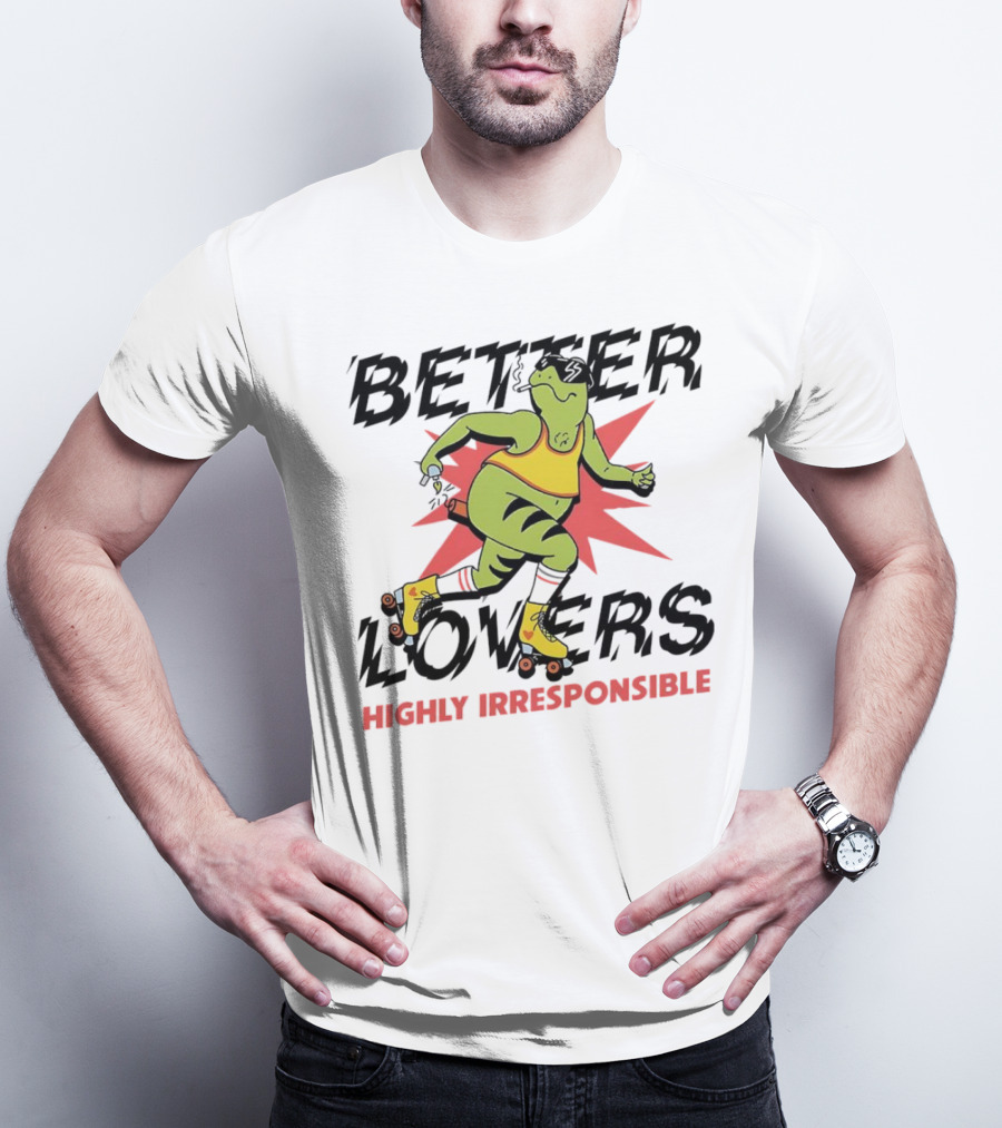 Better Lovers Highly Irresponsible Roller Skating Dinosaur On Yellow Wheels T-Shirt