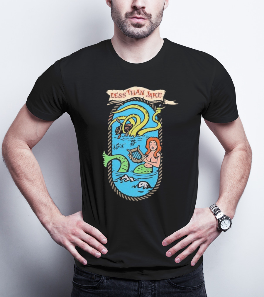 Less Than Jake Mermaid And Sea Monster Playing Music T-Shirt