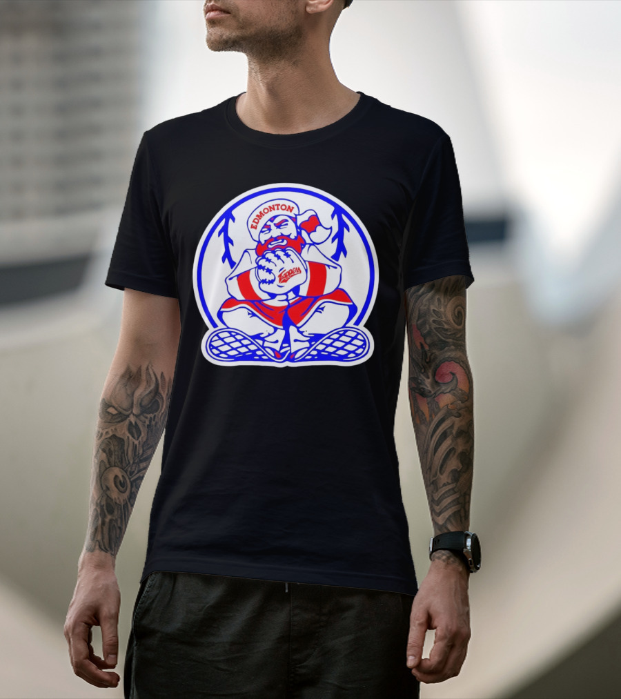 Edmonton Trappers Santa Logo Baseball Winter T-Shirt