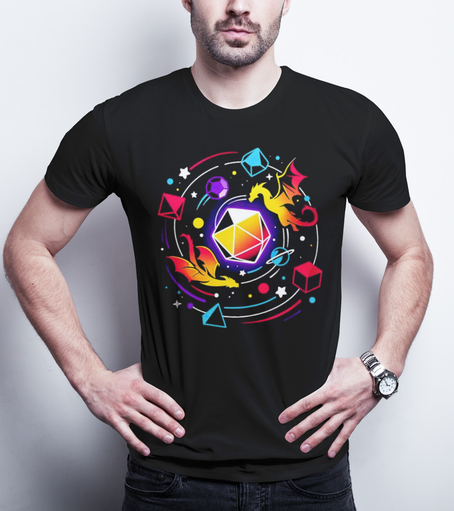 Dragon Dice Solar System Fantasy Colors T-Shirt
