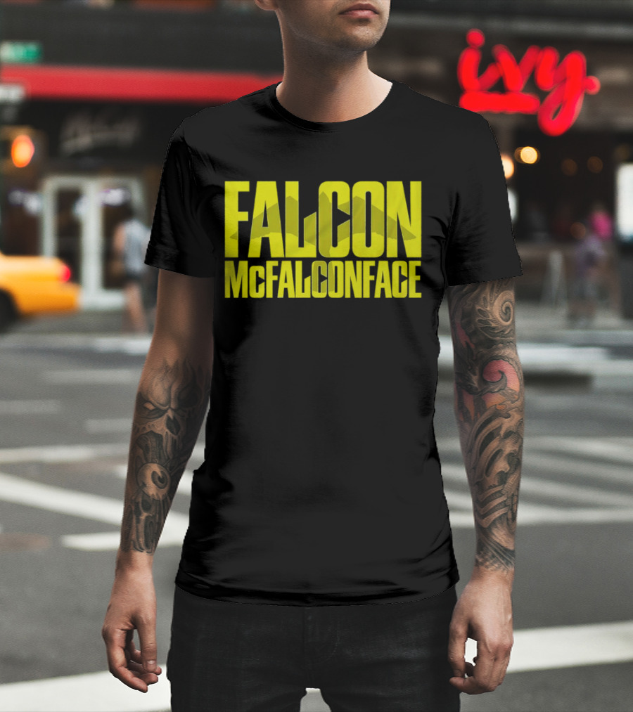 Falcon McFalconface Bold Yellow Text With Falcon T-Shirt
