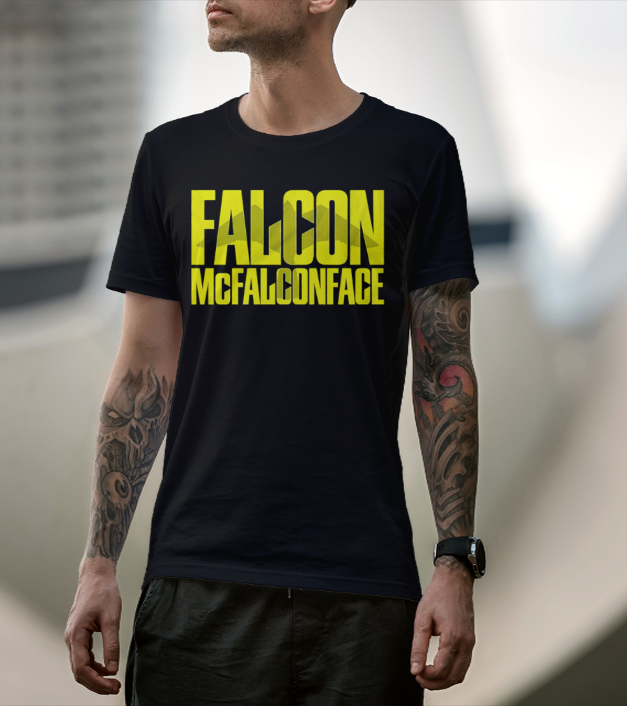 Falcon McFalconface Bold Yellow Text With Falcon T-Shirt