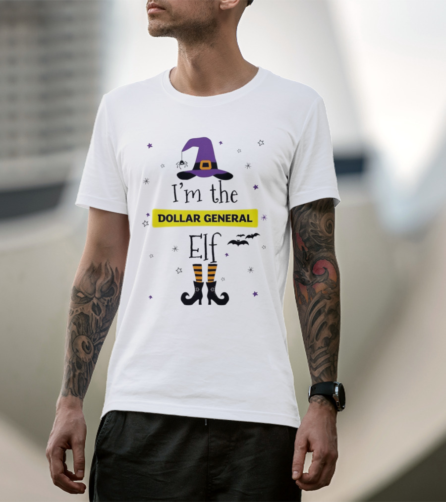 I'm The Dollar General Elf Halloween Witch Hat And Boots Theme T-Shirt